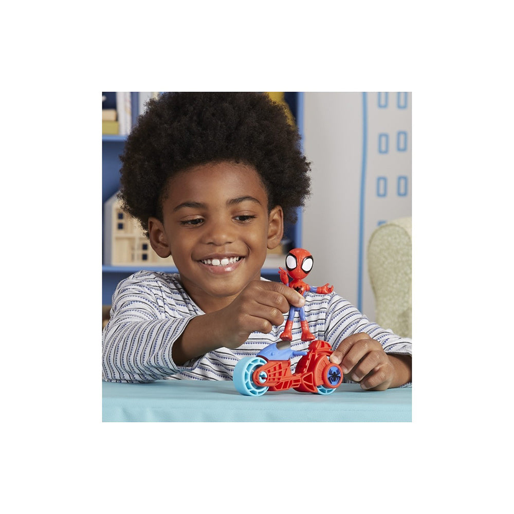 Marvel Spidey and His Amazing Friends 4" Spidey and Motorcycle Action