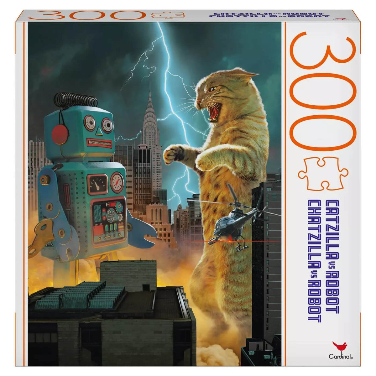 Cardinal Pop Culture: Catzilla Vs. Robot 300 Piece Jigsaw Puzzle ...