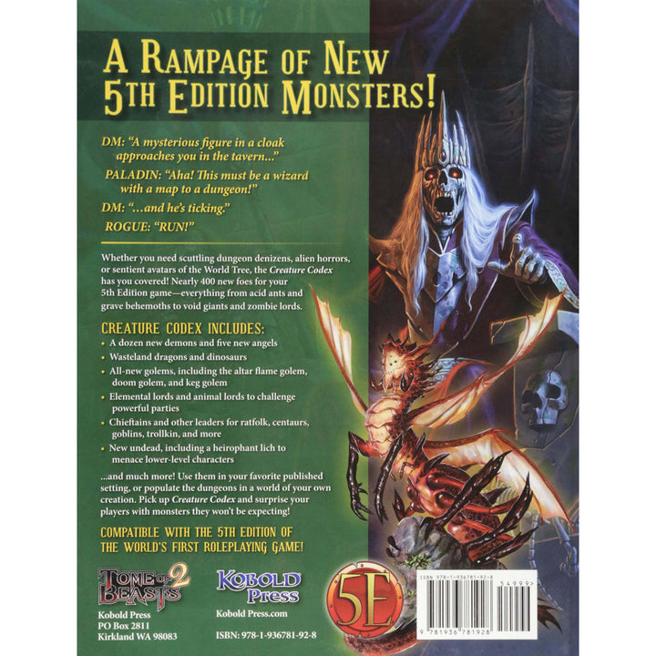 Kobold Press Creature Codex 5th Edition Hardcover – Maziply Toys