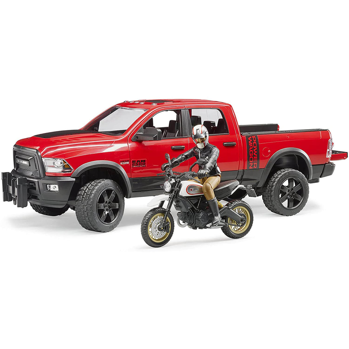 Bruder RAM 2500 Power Wagon w Scrampler Ducati Desert Sled