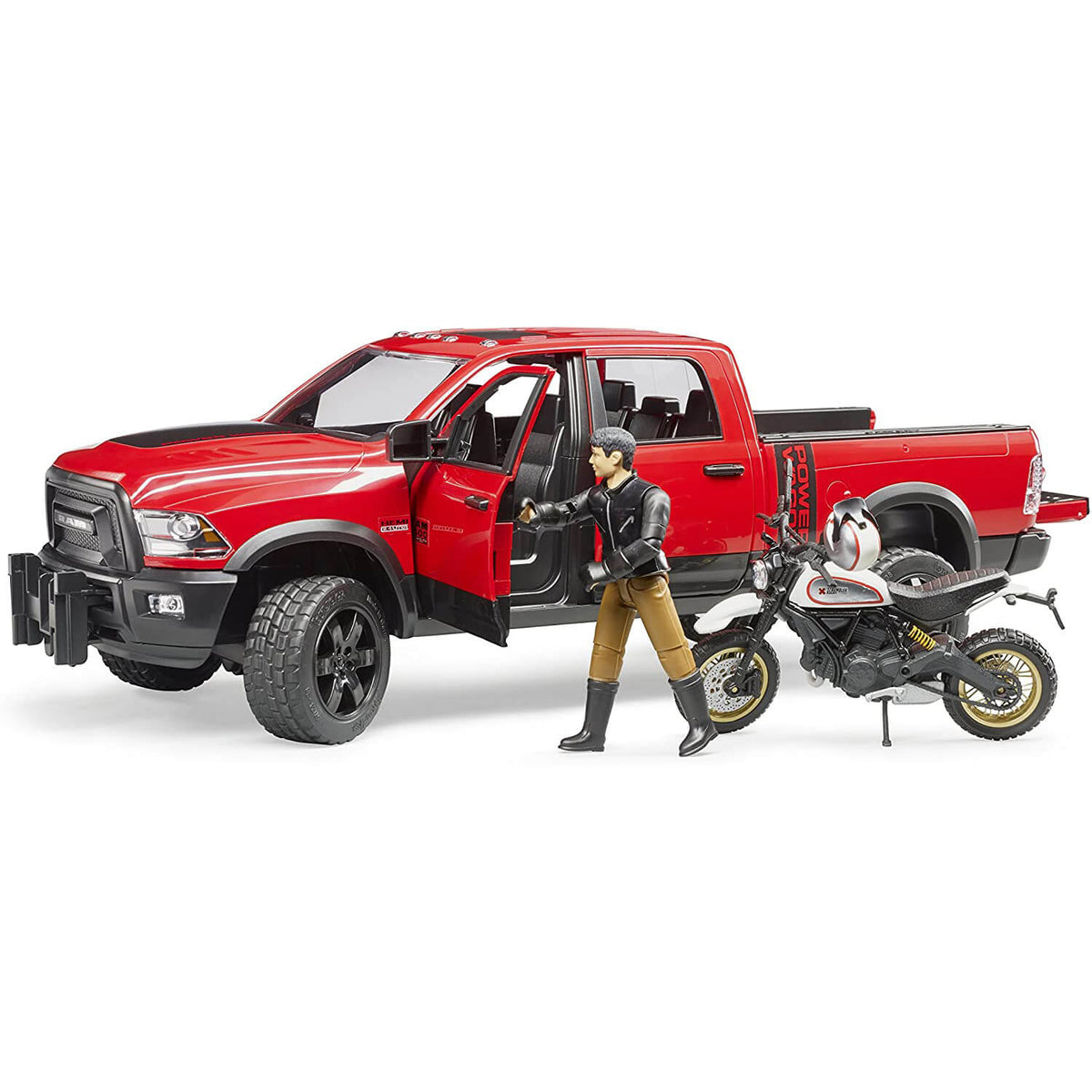 Bruder RAM 2500 Power Wagon w Scrampler Ducati Desert Sled