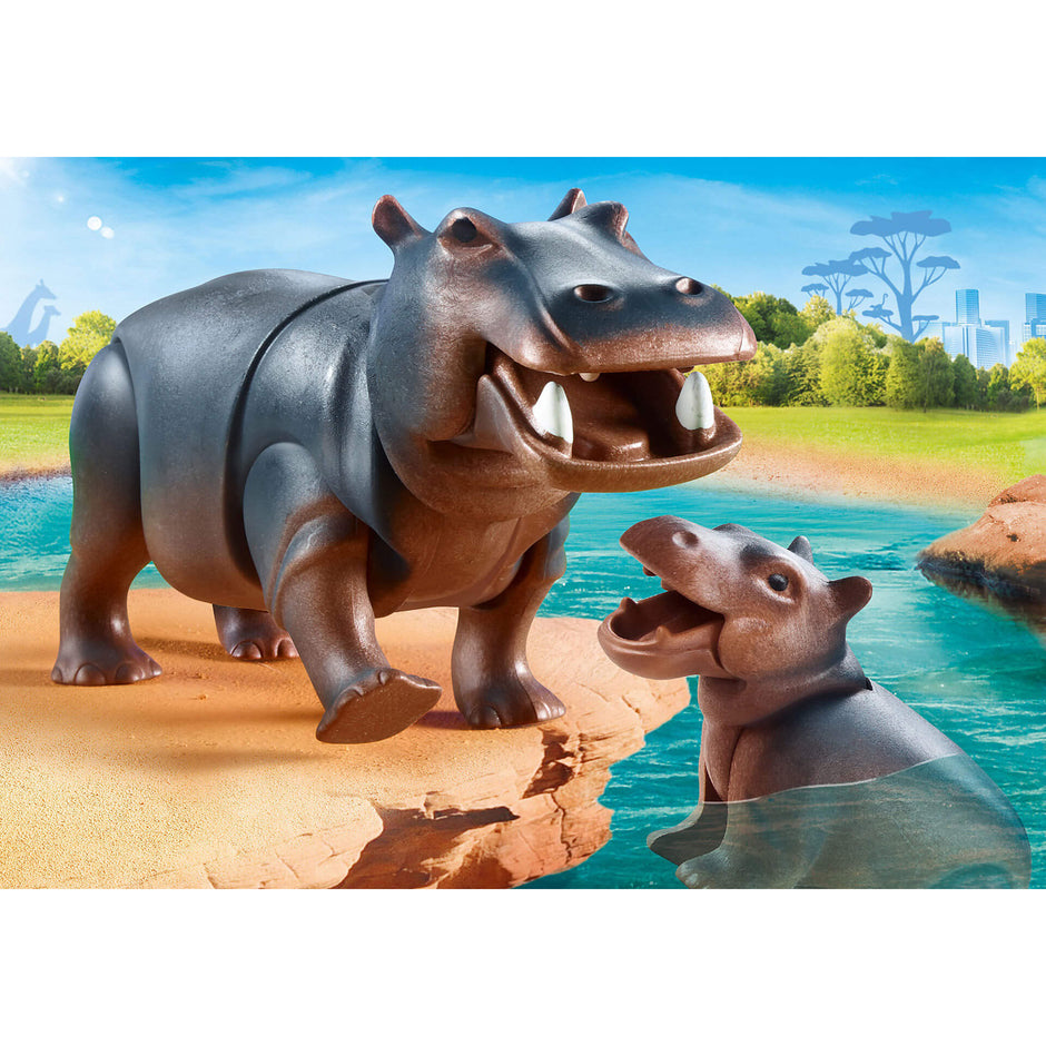 PLAYMOBIL Adventure Zoo Hippo with Calf (70354) – Maziply Toys