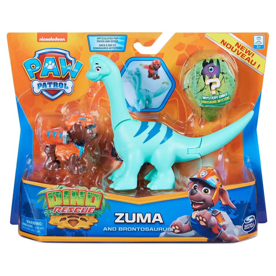 PAW Patrol Dino Rescue Zuma and Brontosaurus Action Figure Set ...