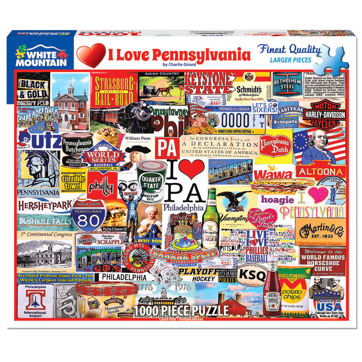White Mountain Puzzles I Love Pennsylvania 1000 Piece Puzzle